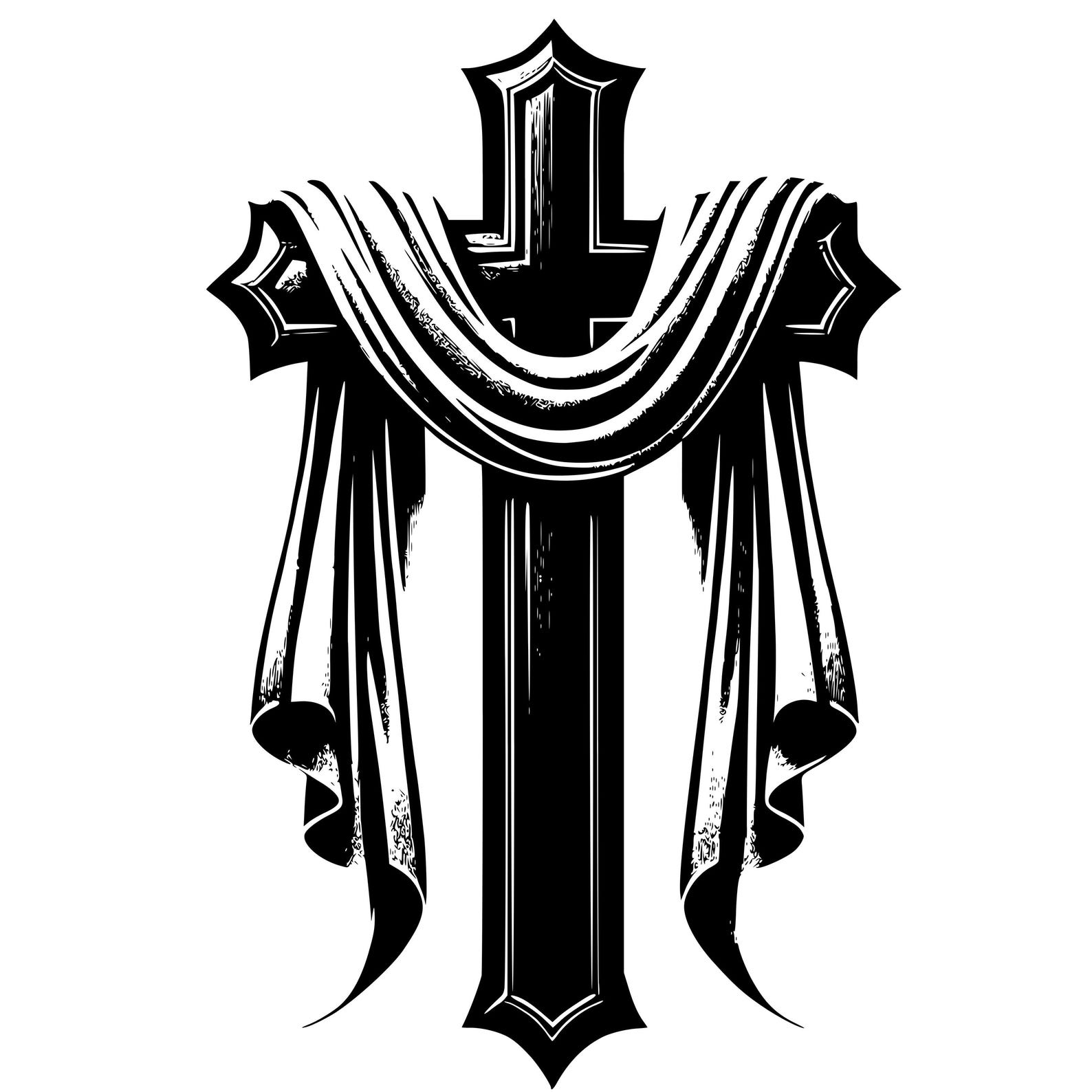 Cross Symbol Drawing Svg, Resurrection Cross, White Cloth on Cross ...