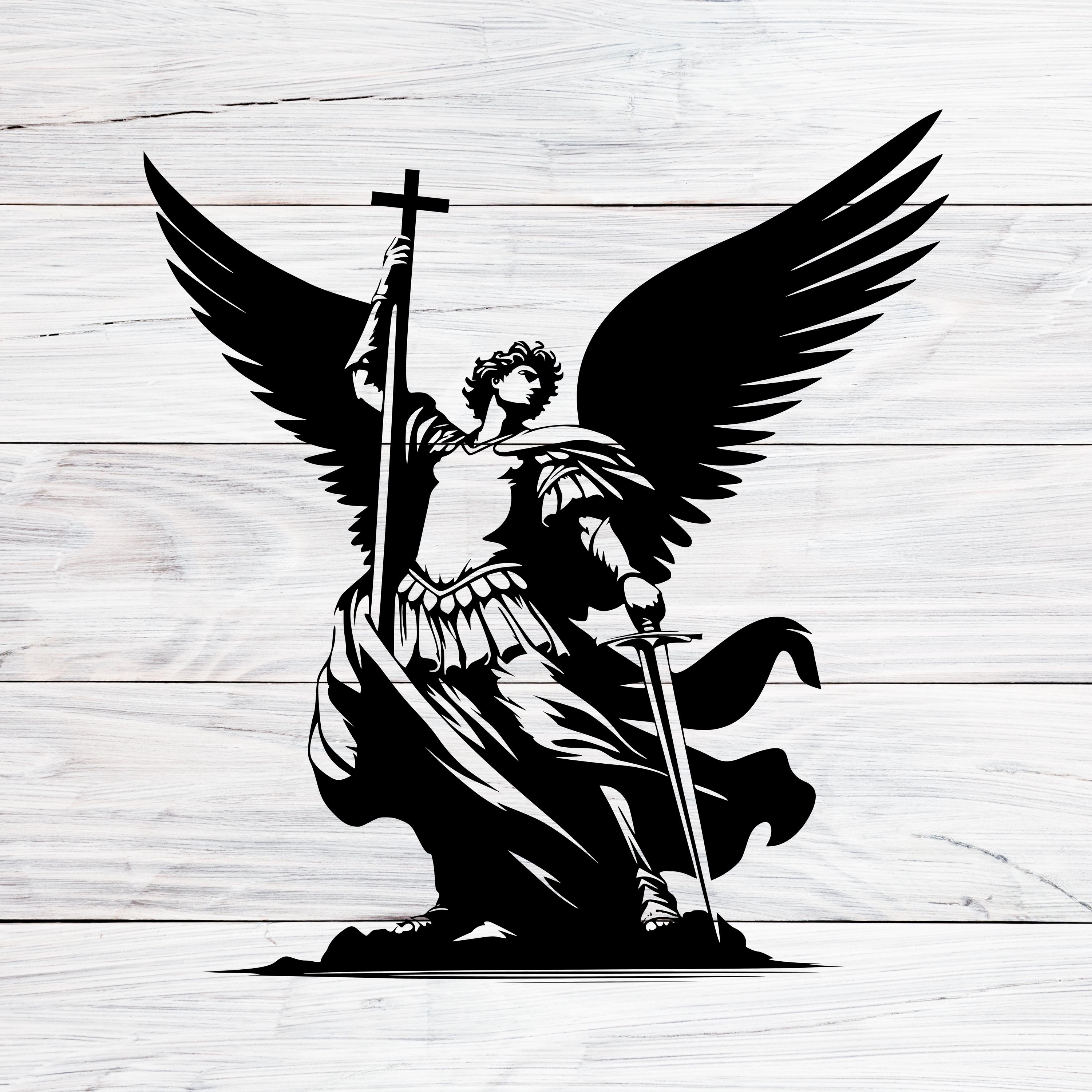 Archangel Michael SVG: Guardian Angel With Sword and Cross (digital Download Svg Png Jpg) - Etsy