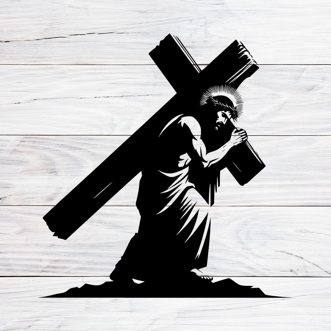 Jesus Carrying Cross Svg, Png, Dxf, Crucifixion Scene, Christian Faith ...