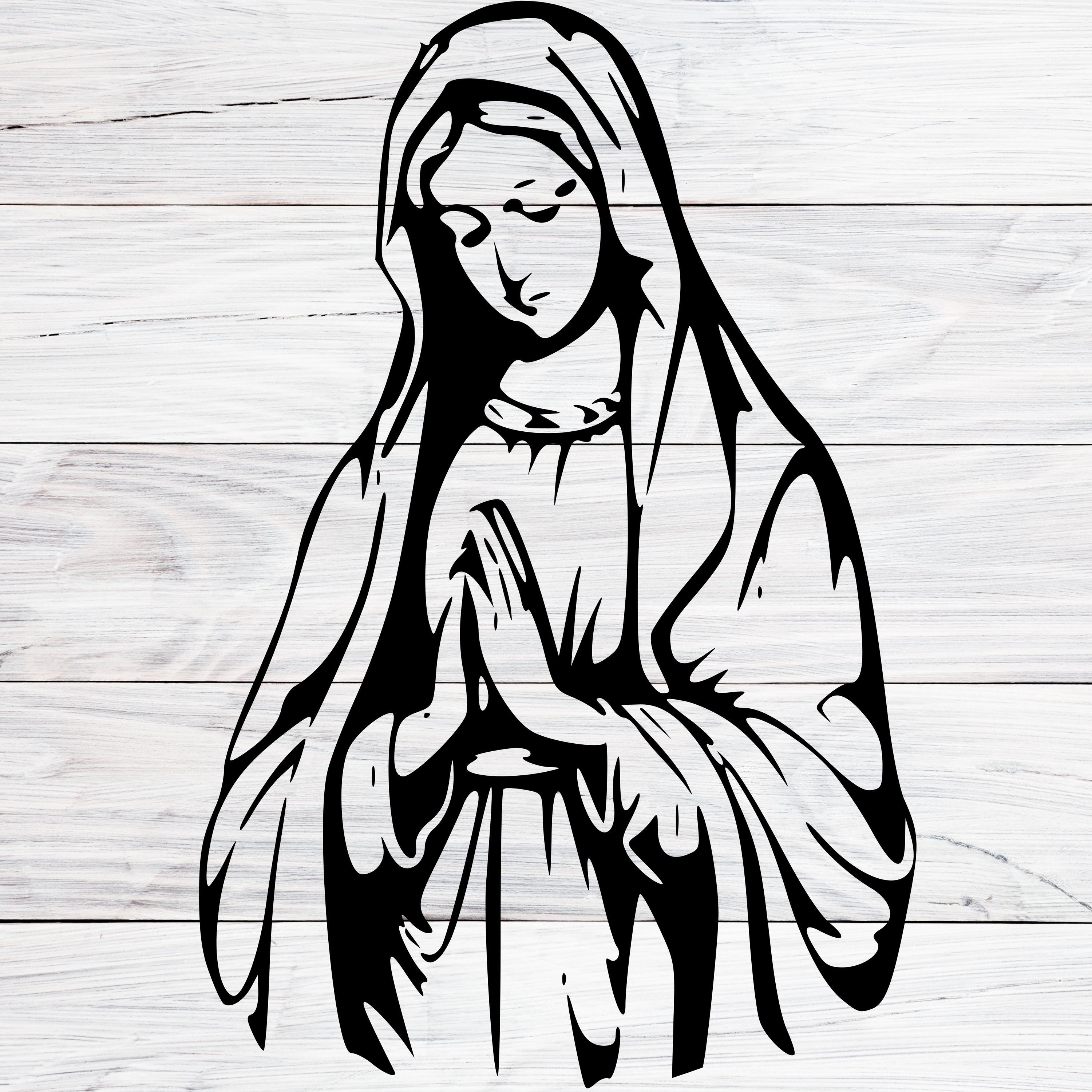 Virgin Mary Svg, Png, Jpg, Mother Mary Outline Design (digital Download ...