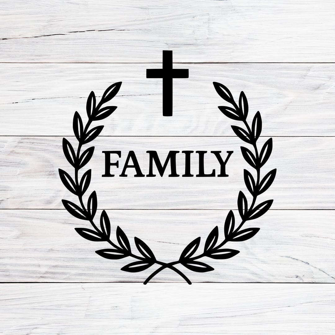 Christian Family Cross SVG: Faith Laurel Wreath Design (digital ...
