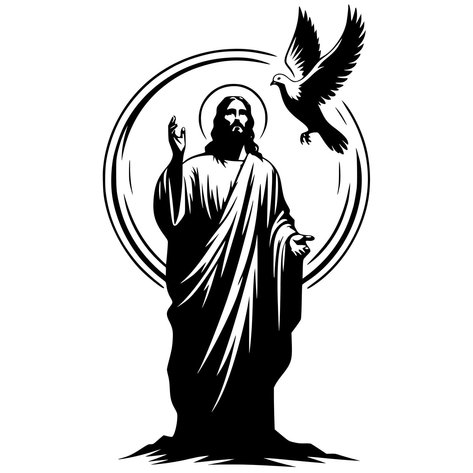 Divine Jesus Christ With Holy Spirit Dove, Christian Symbolism, Faith ...