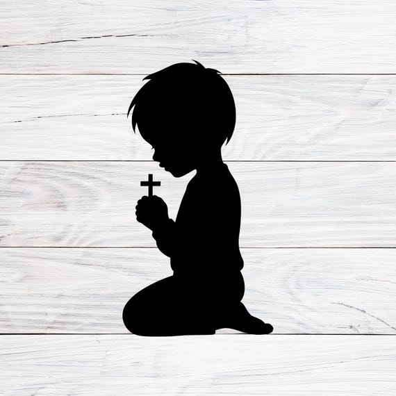 Bambino Che Prega Silhouette Clipart Vettori Di Bambini Che Pregano
