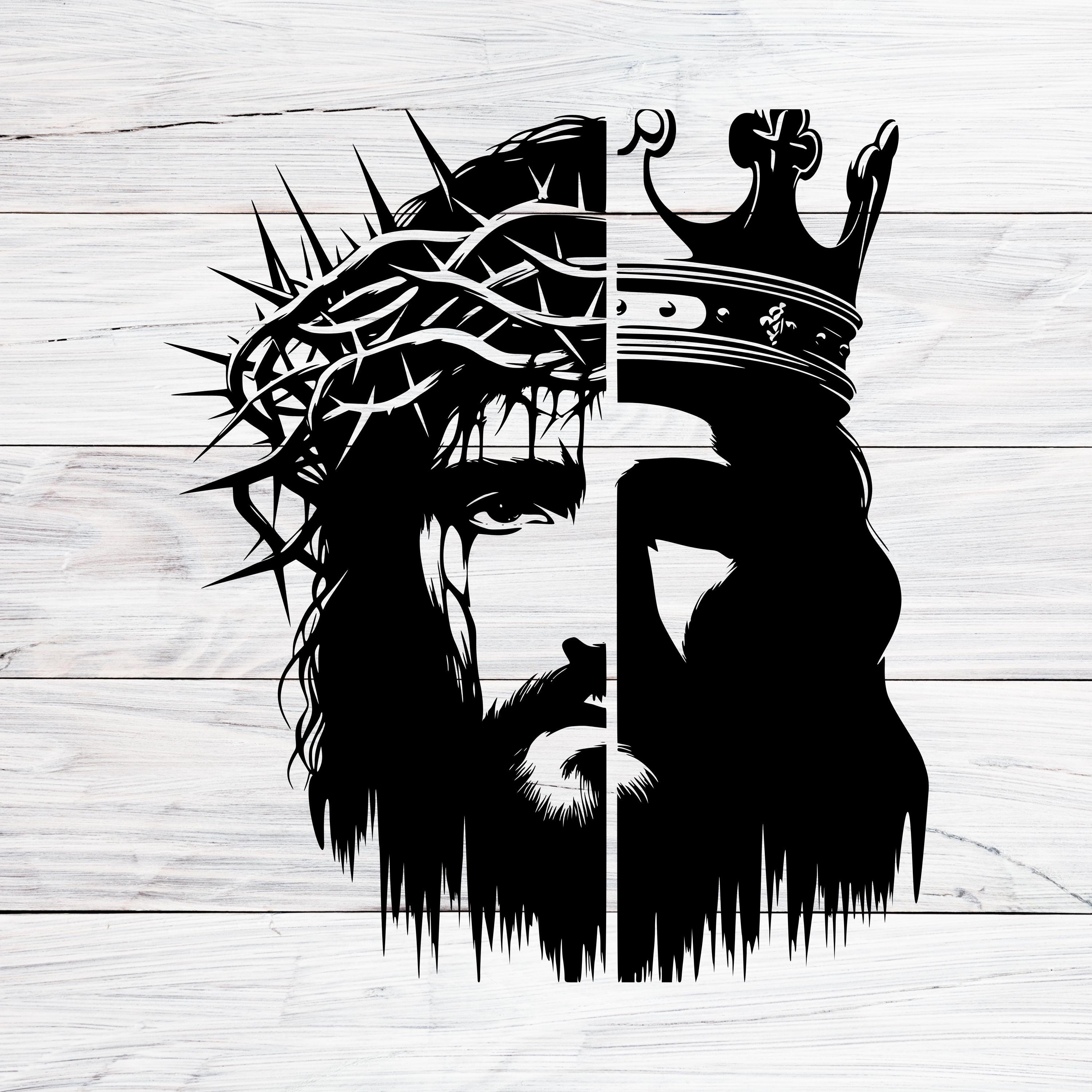 Jesus Christ With Crown of Thorns & King Crown, Christian Symbol of ...