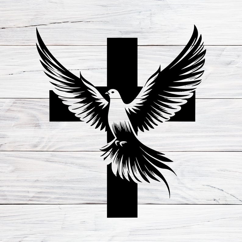 Holy Spirit Dove and Cross Design, Symbol of Faith and Sacrifice ...