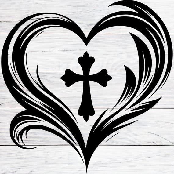 Heart With Cross Inside Drawing