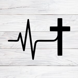 Christian Cross Svg, Heartbeat EKG Svg, Faith in Christ Clipart, Life ...