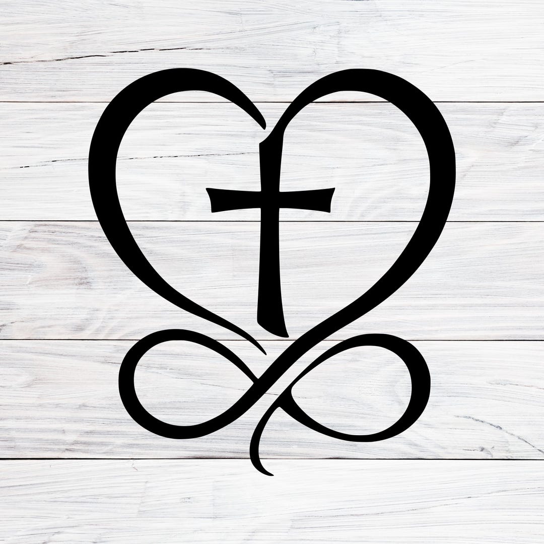 Heart With Cross and Infinity Vector Svg, Png, Jpg, Christian Symbol ...