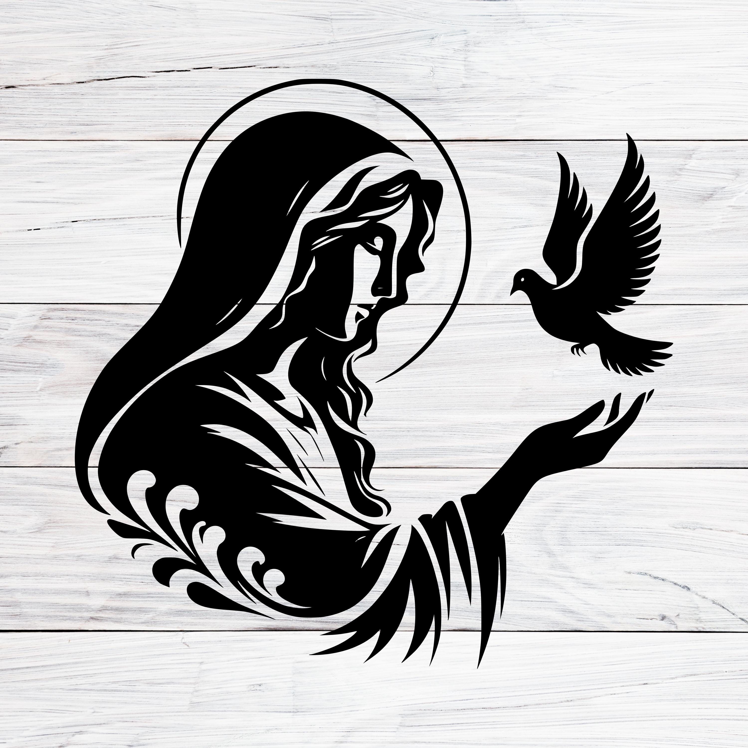 Virgin Mary and Holy Spirit Annunciation Silhouette, Christian ...