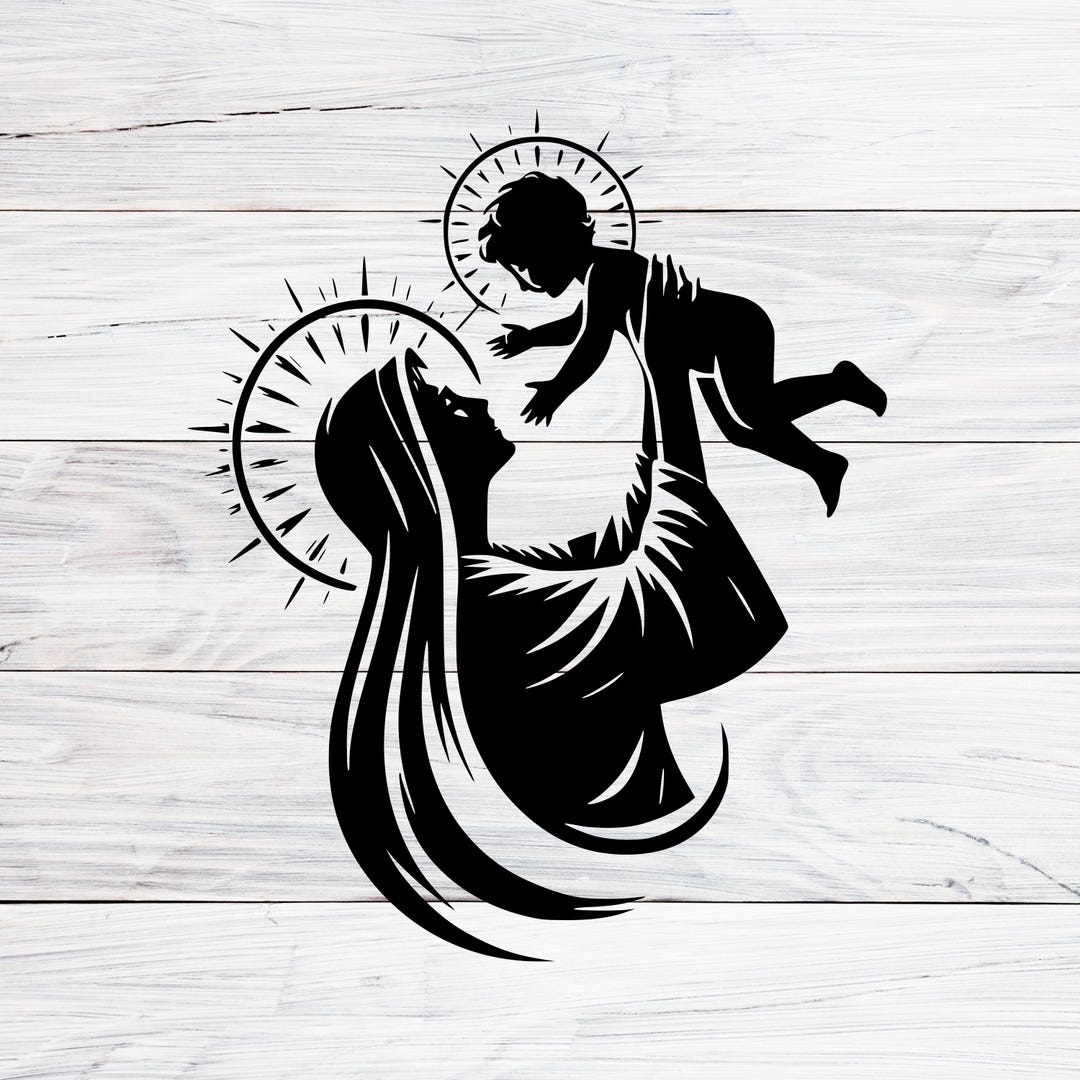 Virgin Mary and Jesus Silhouette for Cricut (SVG, PNG, JPG) - Etsy
