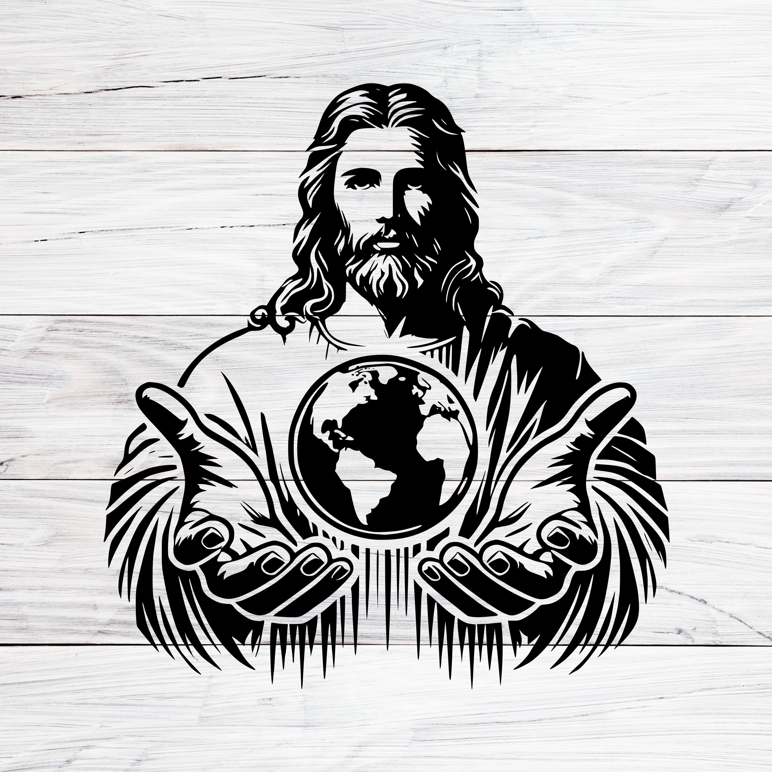 Jesus Christ Holding the World Svg, Divine Savior Embracing Earth ...