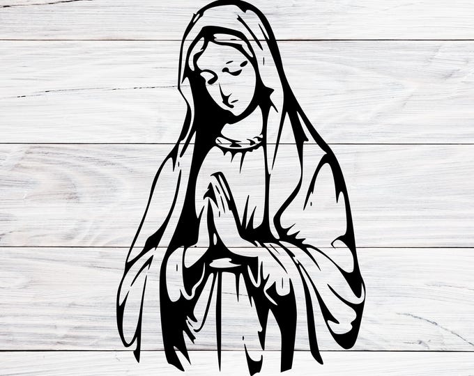 Madonna and Child Svg, Virgin Mary With Jesus Christ Svg, Elegant Black ...