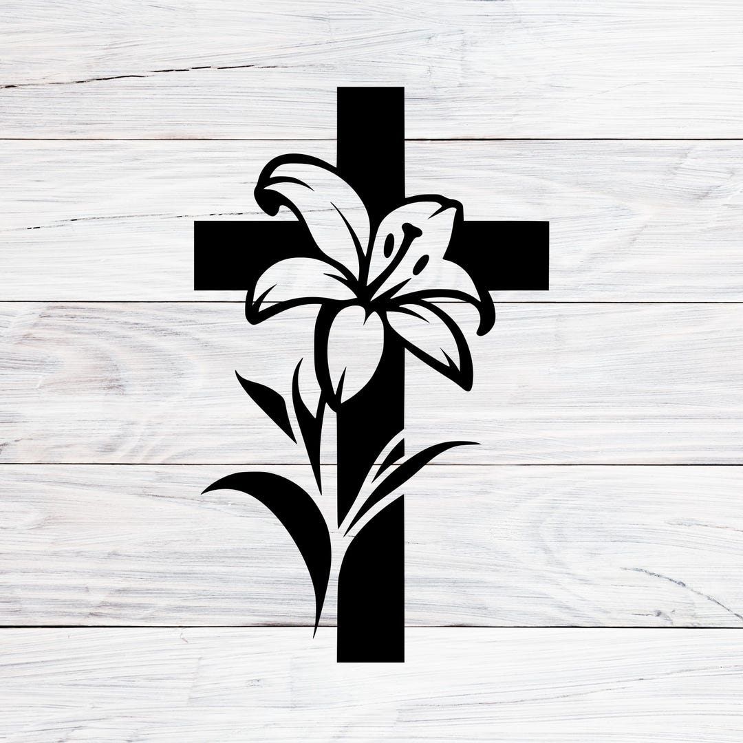 Christian Cross With Lily Design Svg, Symbol of Purity Svg, Sacrifice ...