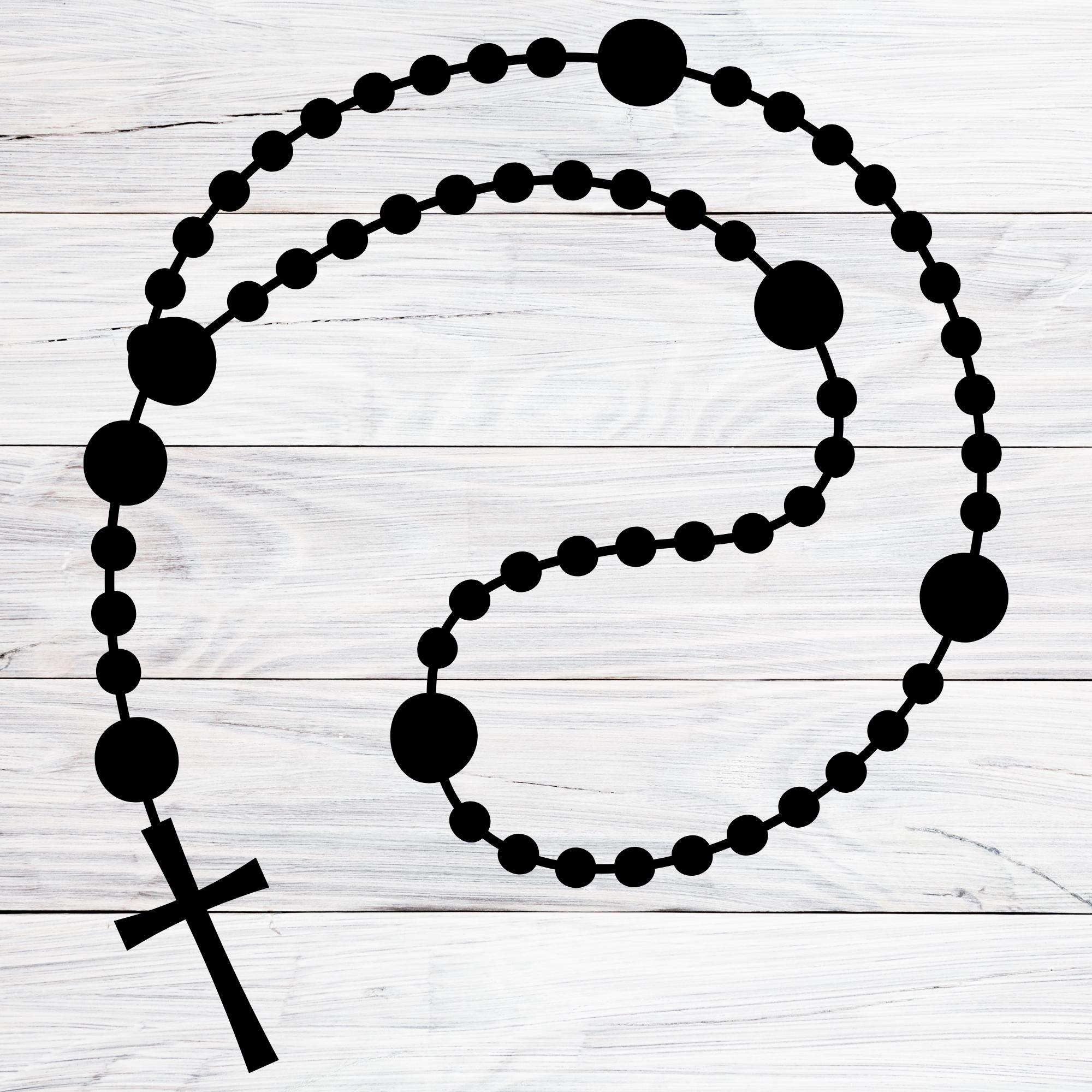 Rosary With Cross Svg, Bead Necklace Clipart Svg, Catholic Symbol Cut ...