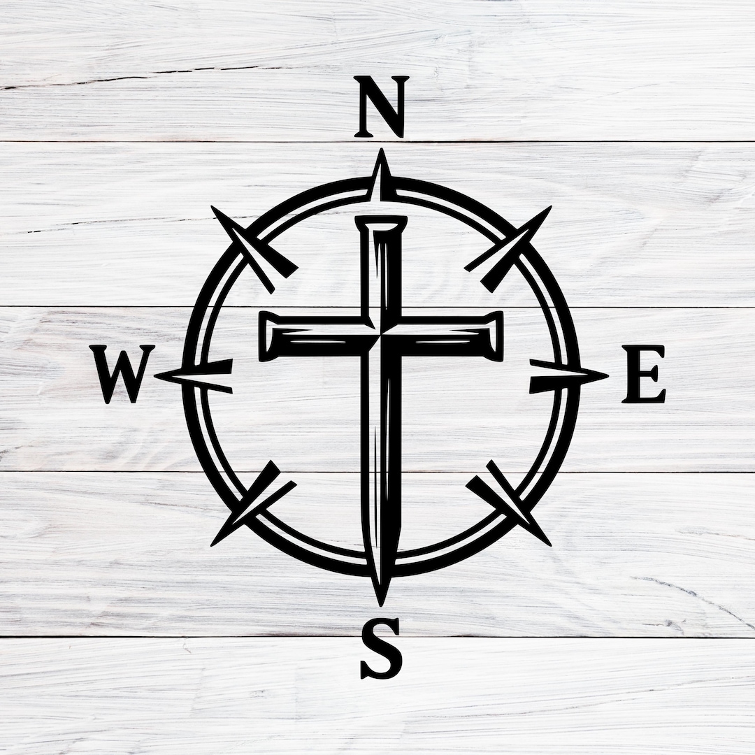Christian Compass With Cross Svg, Direction to Jesus Symbol, Digital ...