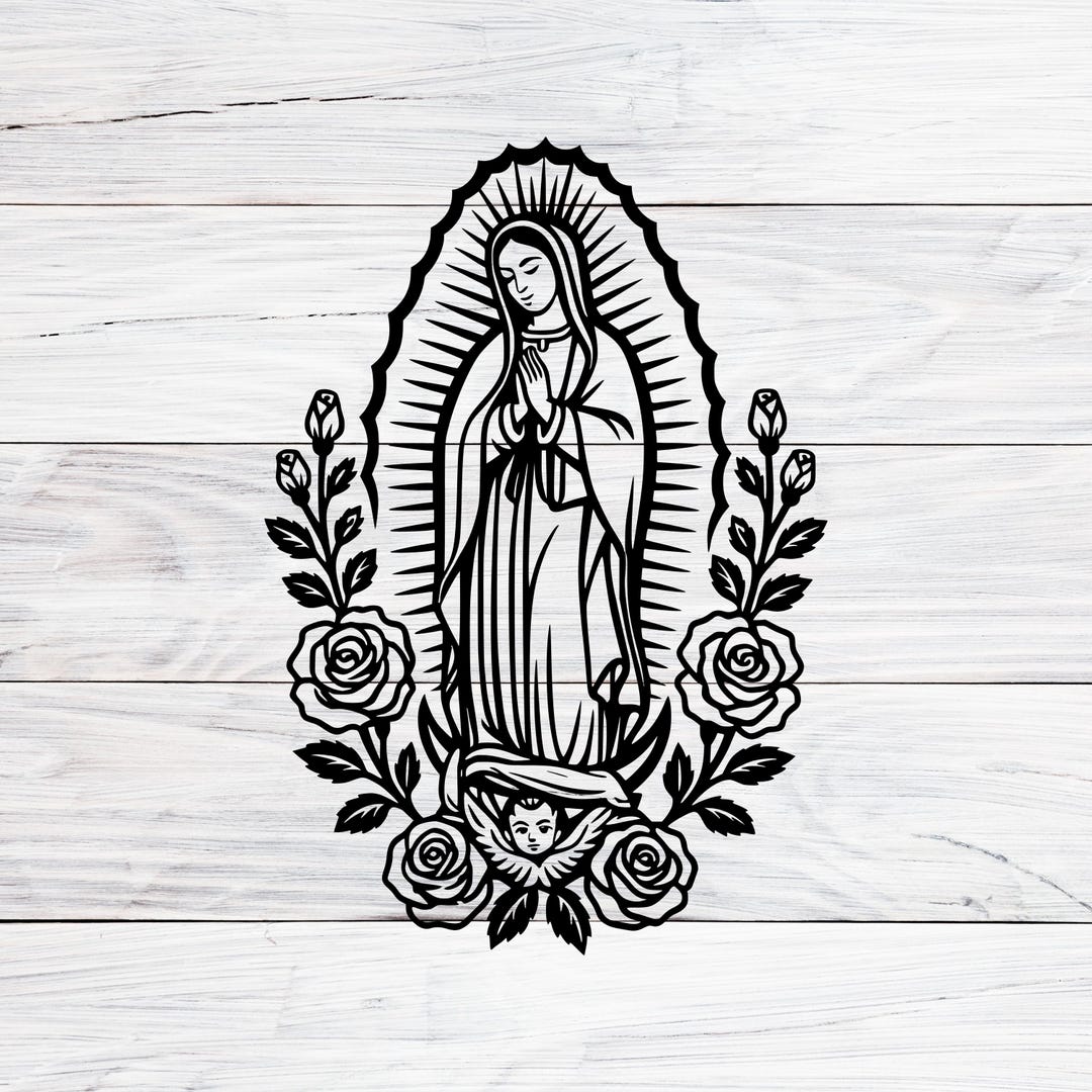 Virgin of Guadalupe Svg, Png, Jpg, Mother Mary Outline, Digital File ...