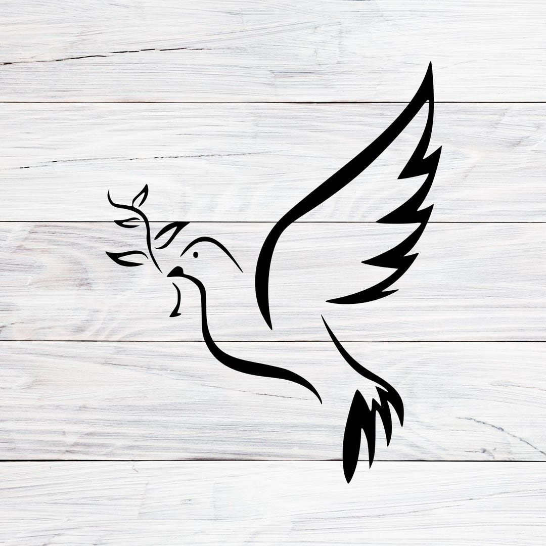 Dove With Olive Branch Line Art Svg Png Jpg (digital Download) - Etsy