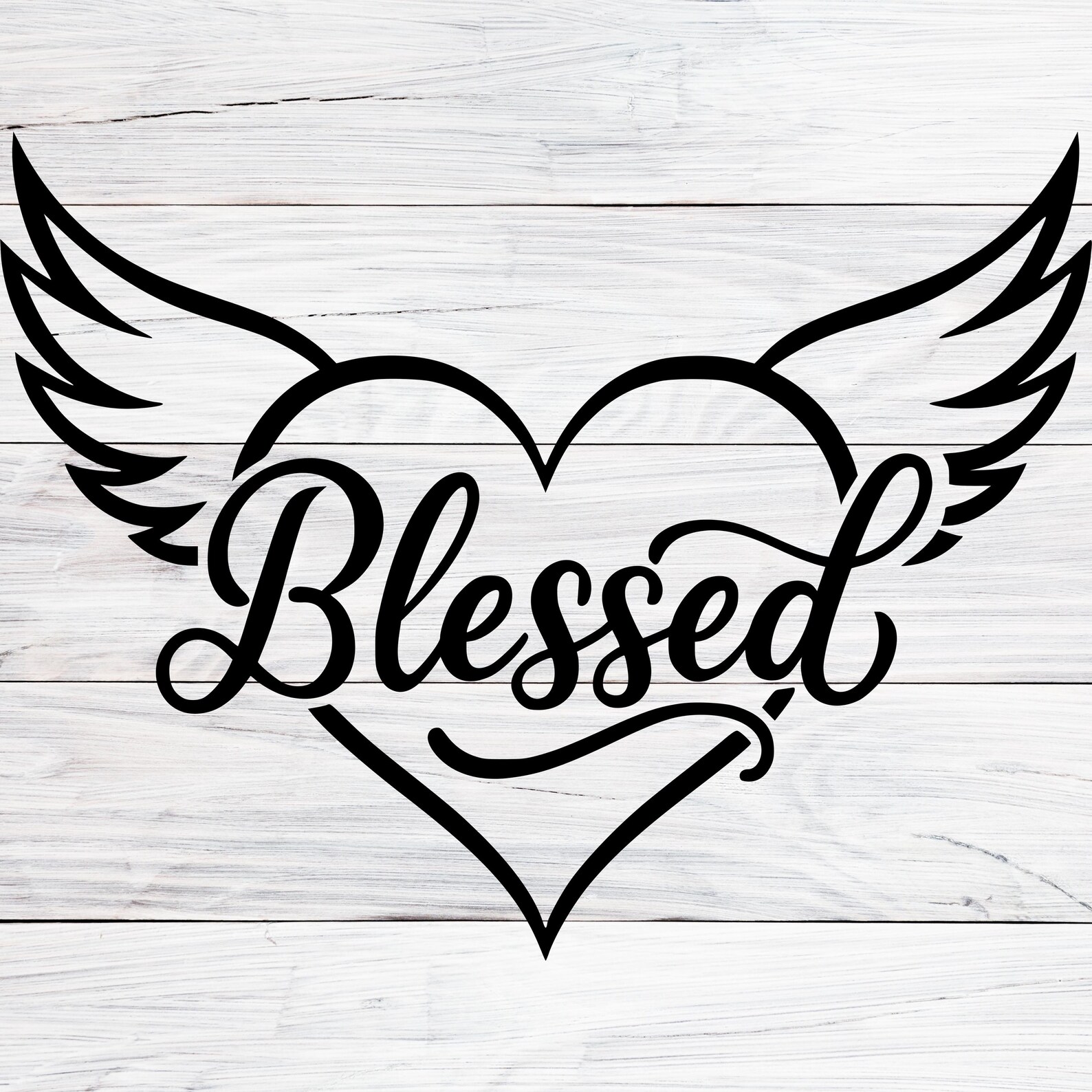 Blessed Svg Png Dxf, Angel Wings Heart Vector, Memorial Faith Design ...