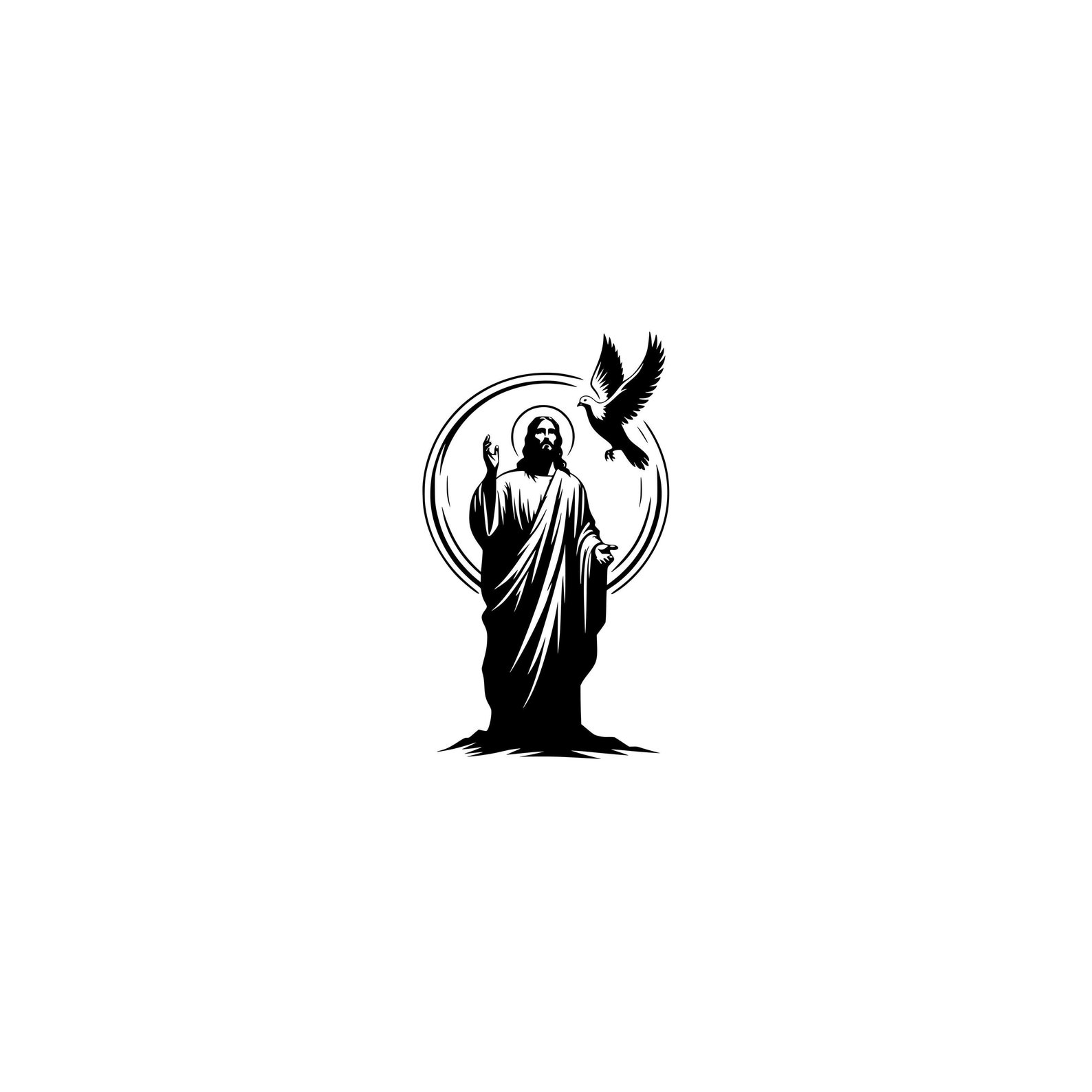 Divine Jesus Christ With Holy Spirit Dove, Christian Symbolism, Faith ...