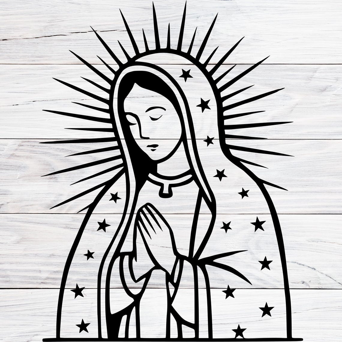 Virgin Mary of Guadalupe Outline SVG, PNG, JPG, Mother Mary, Digital ...