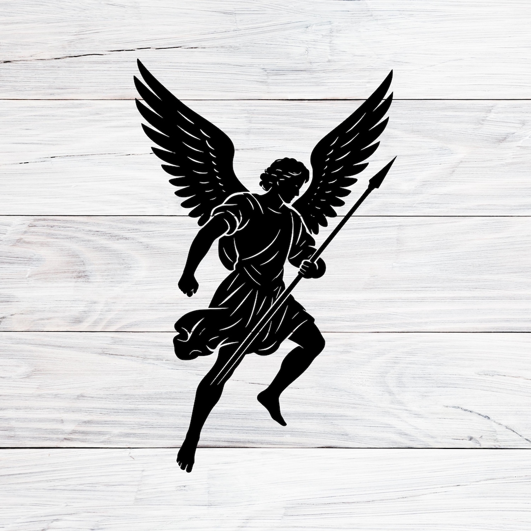Archangel St Michael Svg, Warrior Angel Holding Spear Svg, Christian ...