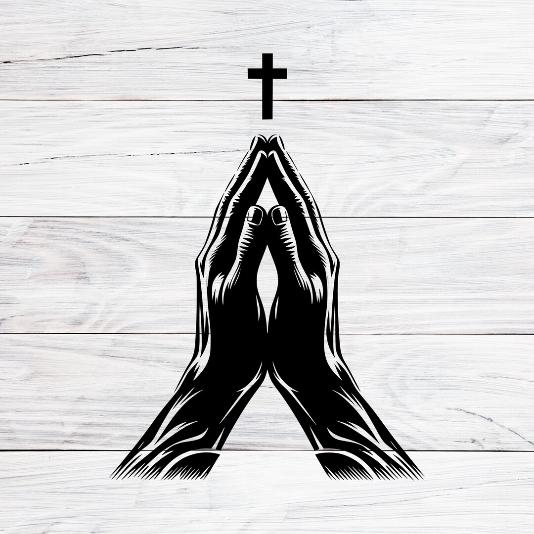 Christian Praying Hands With Cross Svg, Faith Symbol, Religious Design ...