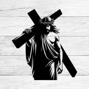Jesus Carrying the Cross, Christian Redemption and Sacrifice Symbol ...