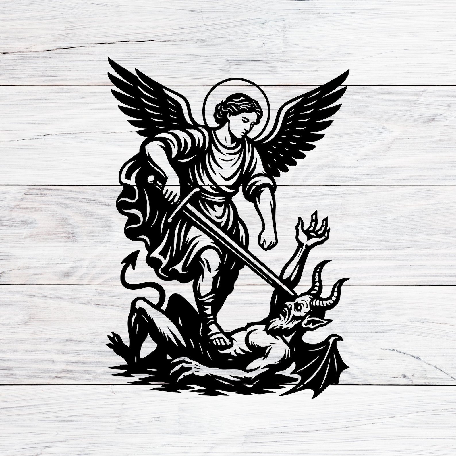 Archangel Michael Defeats Satan Svg, Png, Jpg, Christian Warrior Symbol ...