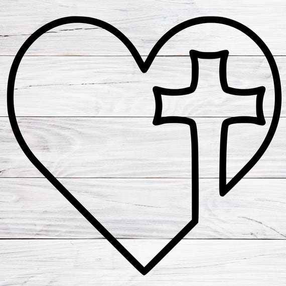 Heart With Cross Inside Drawing