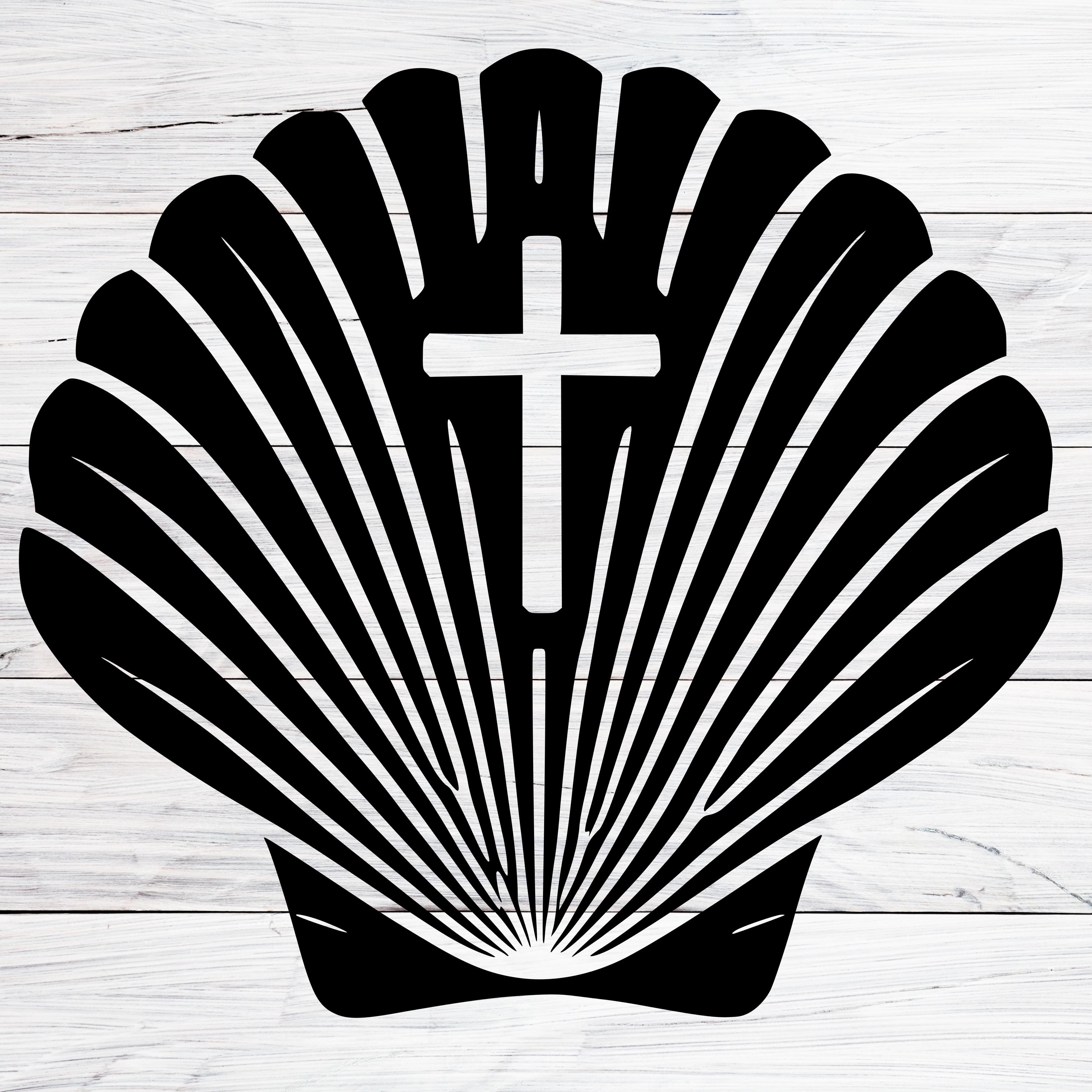 Scallop Shell With Cross SVG, Camino De Santiago Symbol, Christian ...