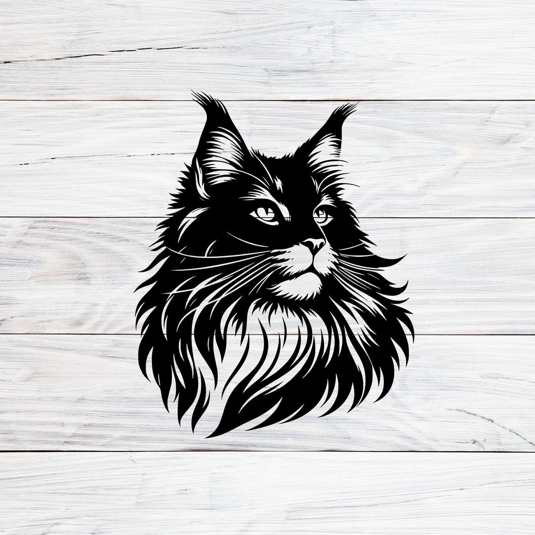 Maine Coon Cat Svg, Maine Coon Portrait, Digital Wall Art, for Cat ...