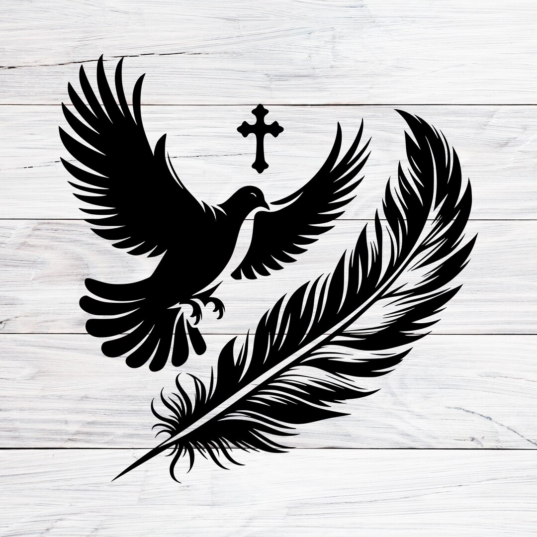 Christian Cross Dove Feather SVG: Holy Spirit Design (digital Download ...