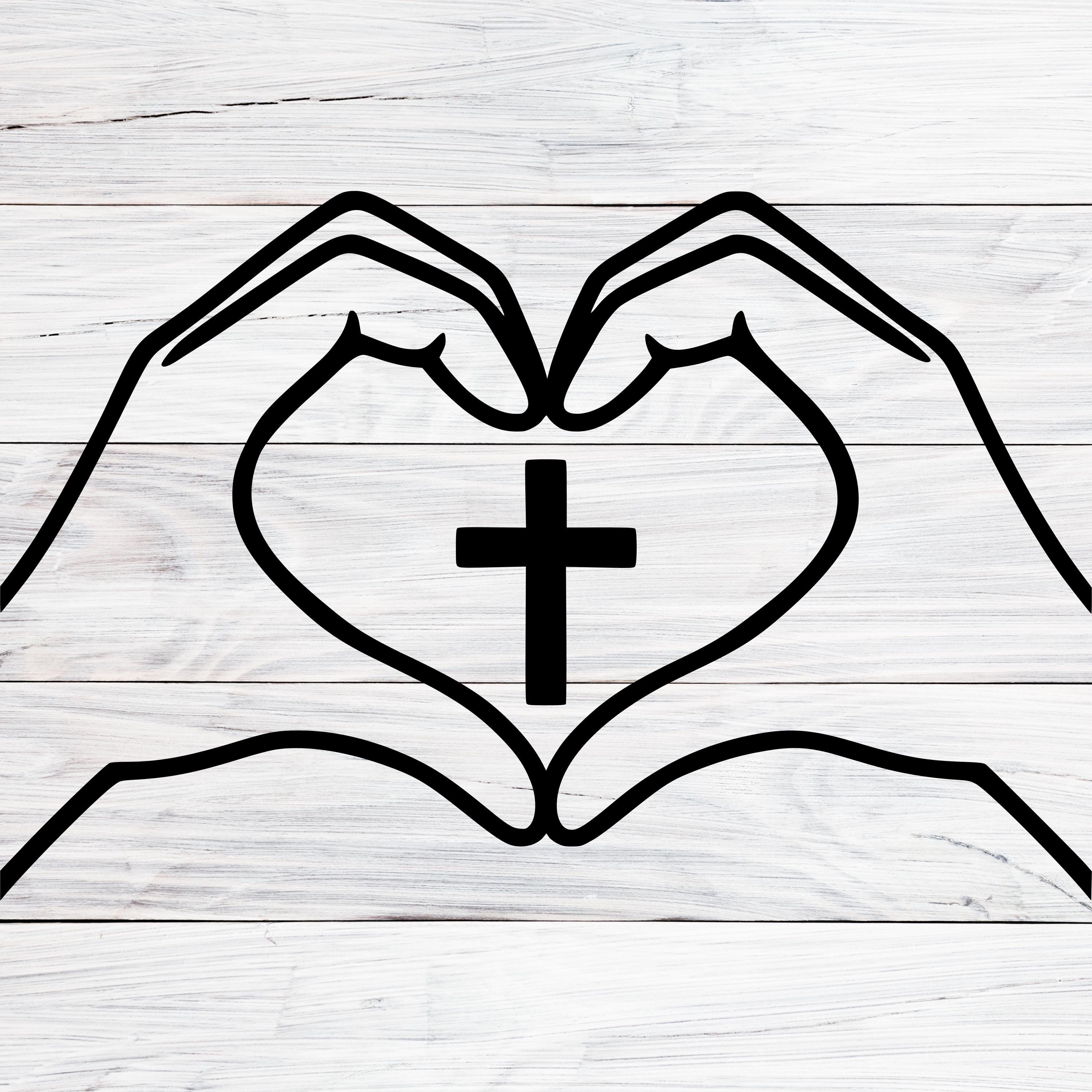 Heart Hands Cross SVG: Christian Religious Clipart (digital Download ...
