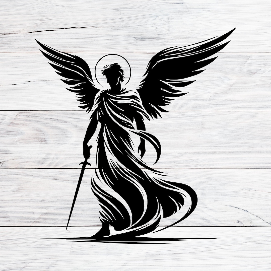 Archangel Michael SVG PNG DXF, Saint Michael Angel Wings Silhouette ...