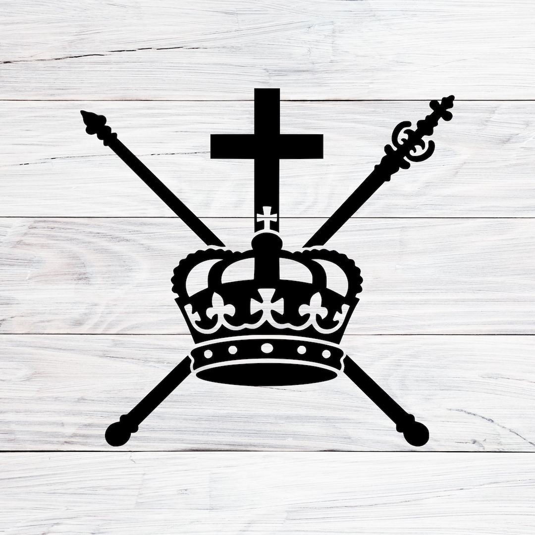 Royal Crown With Cross and Crossed Scepters SVG, Vintage Heraldic Crown ...