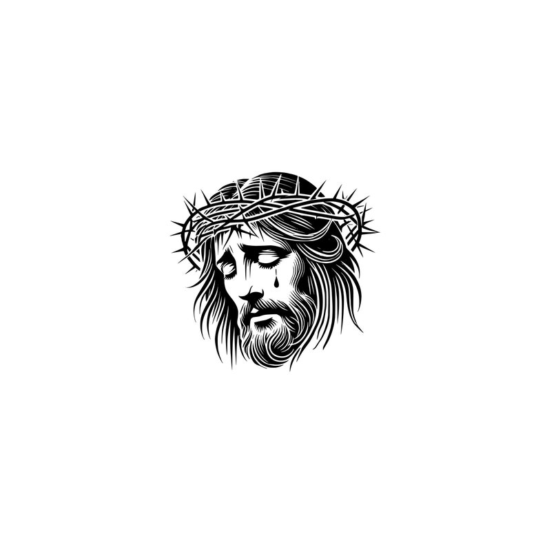 Jesus Christ With Crown of Thorns, Tear of Sacrifice, Christian ...