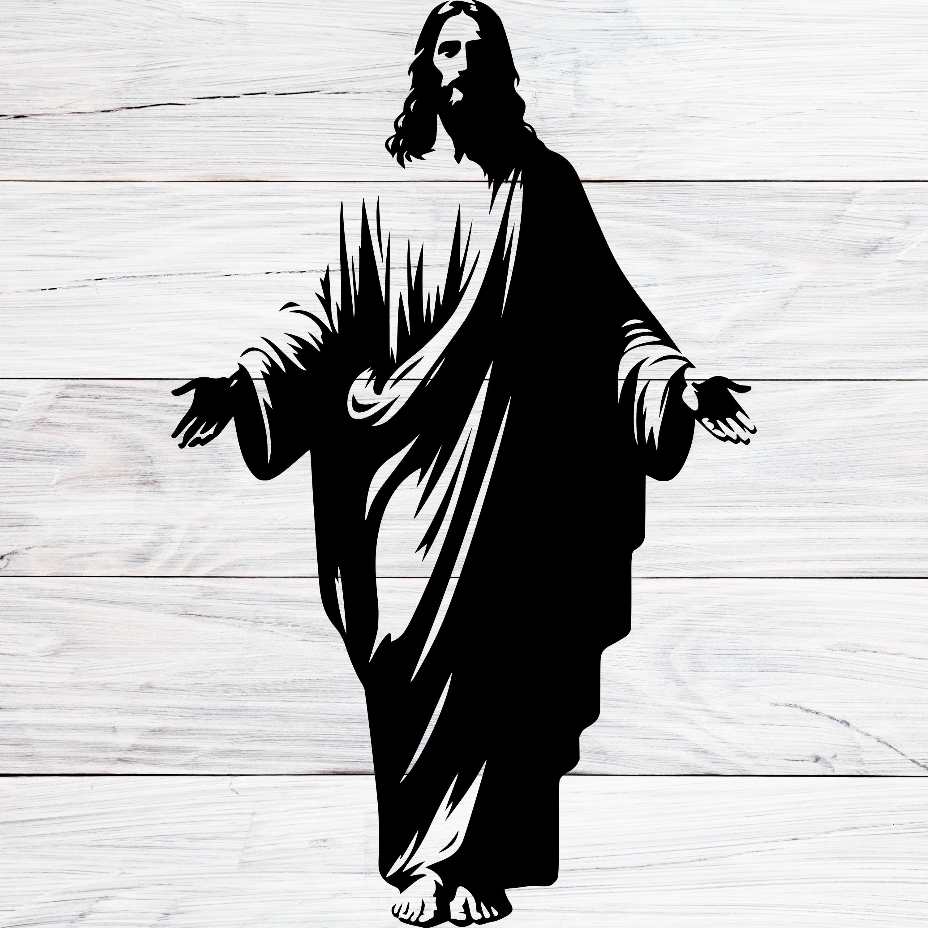 Jesus Christ Silhouette SVG, PNG, DXF, Savior Open Arms Vector ...