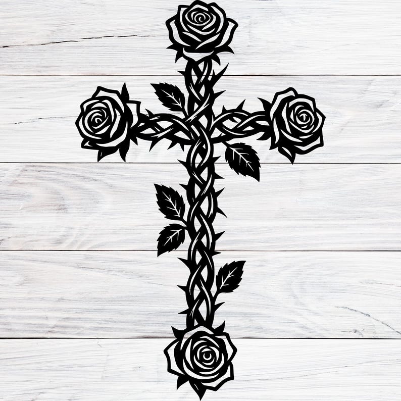 Floral Cross SVG, Christian Roses, Faith Symbol (digital Download Svg ...