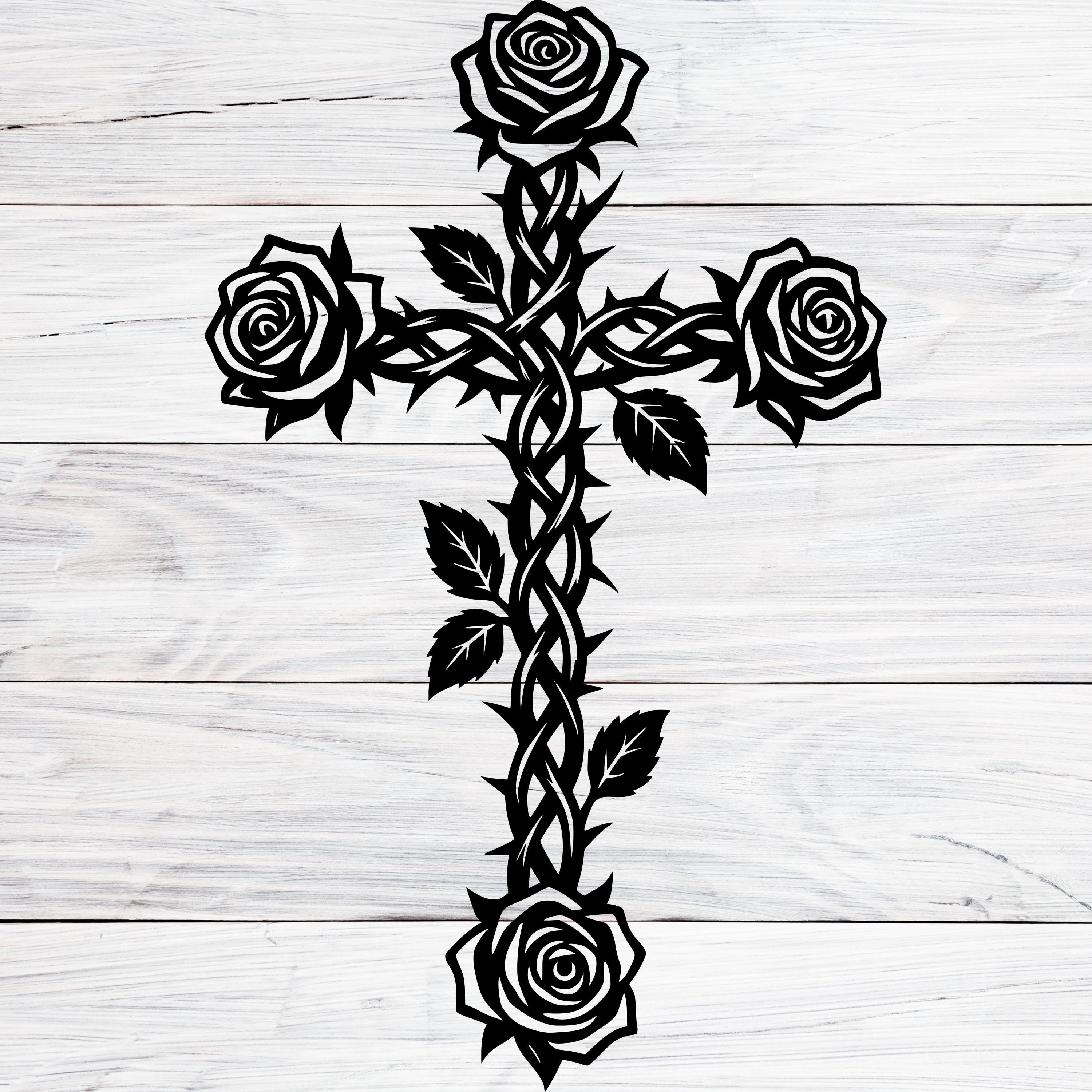 Floral Cross SVG, Christian Roses, Faith Symbol (digital Download Svg ...