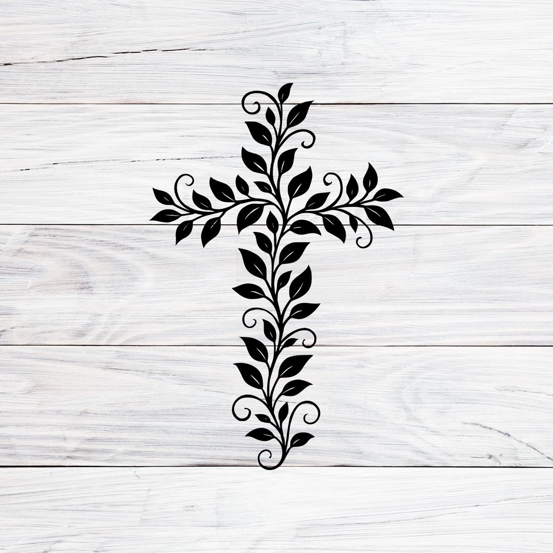 Floral Cross Svg, Christian Cross Vector, Religious Vine Cross Clipart ...