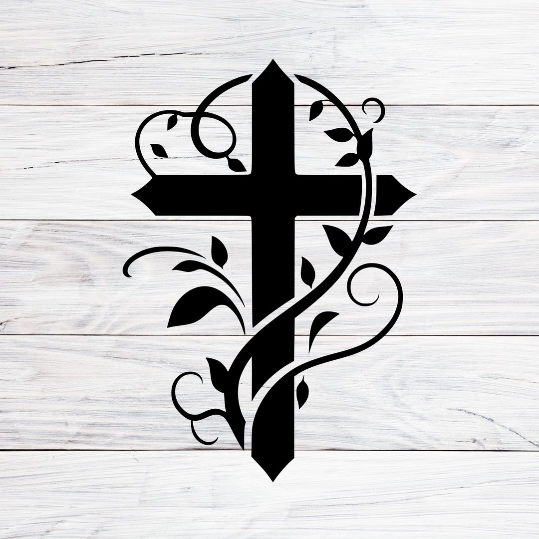 Elegant Christian Cross With Vine SVG, PNG, JPG (digital Download) - Etsy