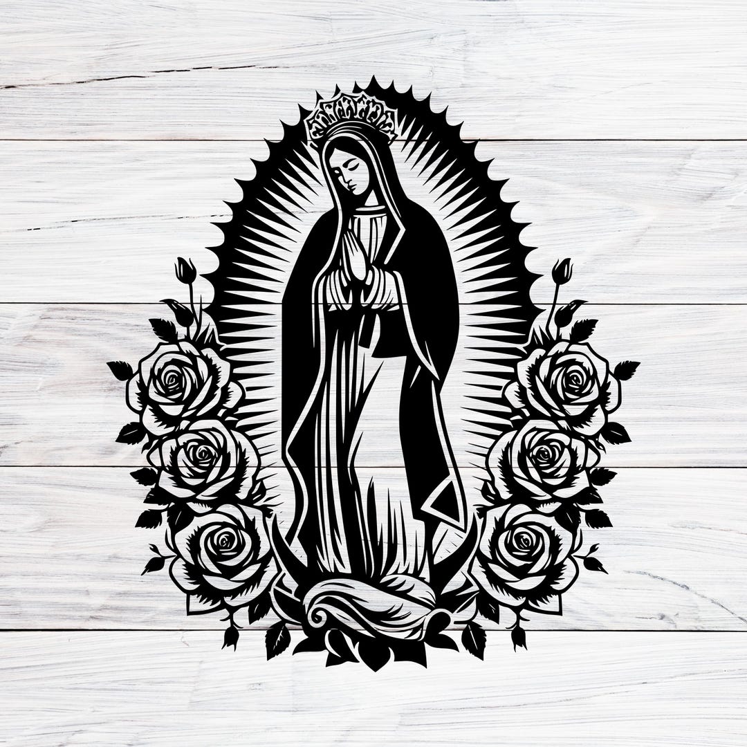 Our Lady of Guadalupe With Roses - Catholic Icon (SVG, PNG, JPG) - Etsy