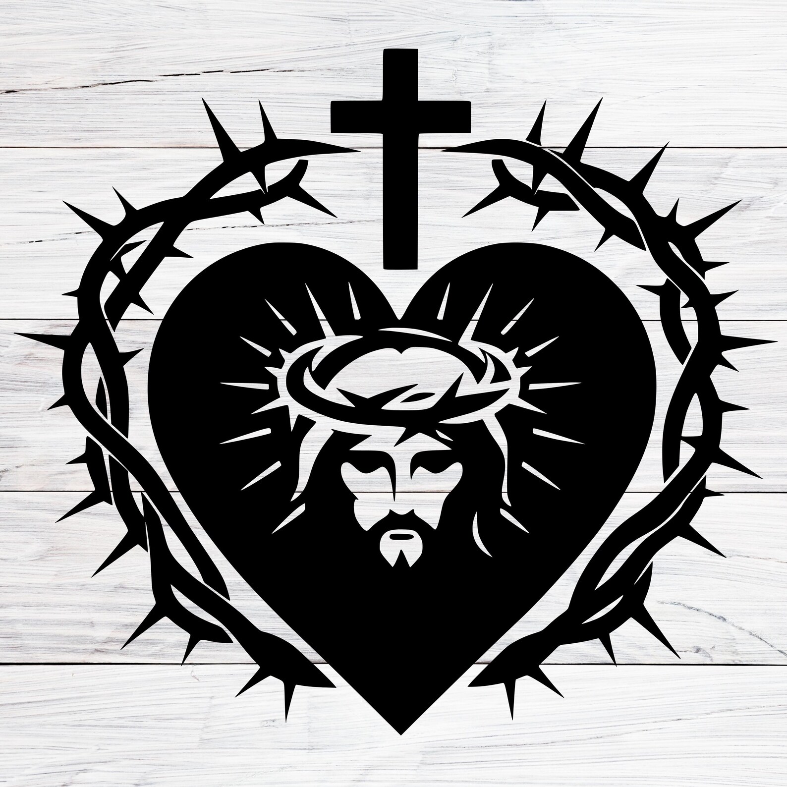 Sacred Heart of Jesus Svg, Crown of Thorns Christian Art Png, Jpg - Etsy