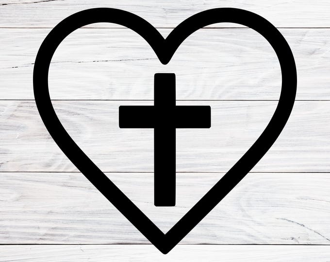 Cross Inside Heart SVG Cut File - Etsy Canada