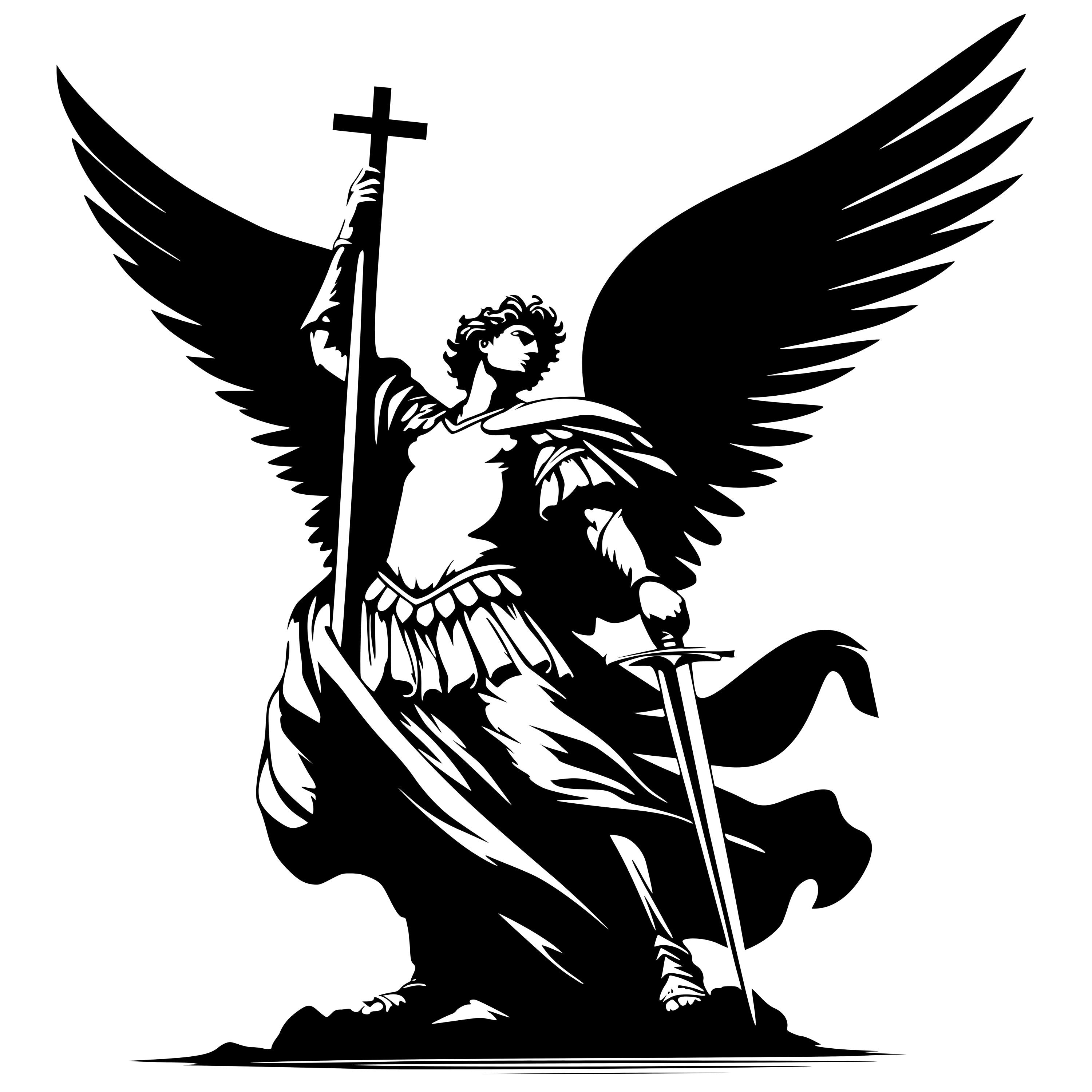 Archangel Michael Svg, St. Michael Svg, Guardian Angel With Sword and ...