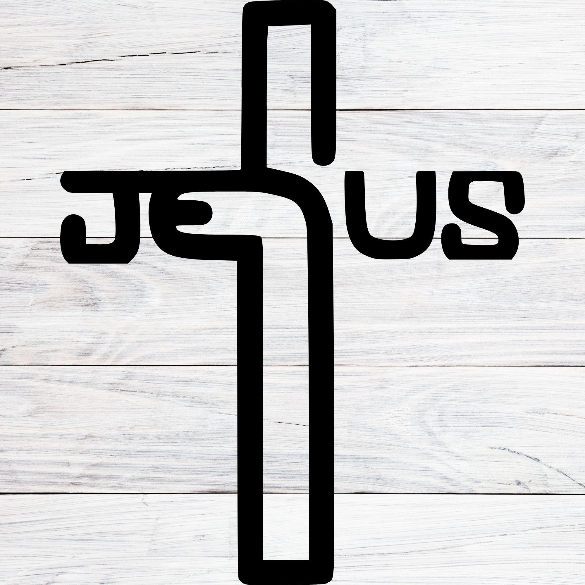 Elegant Cross With Jesus Name: Christian Symbol (SVG, PNG, JPG Digital ...