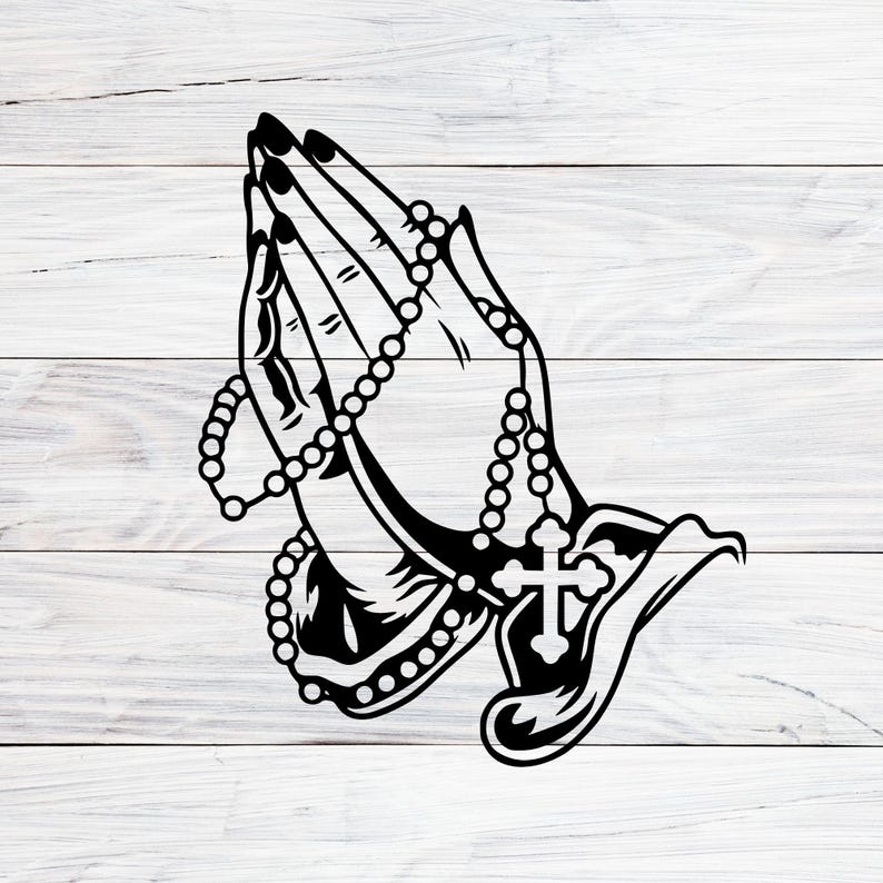 Women Praying Hands With Rosary Svg Design for Cricut Machines Svg, Png ...