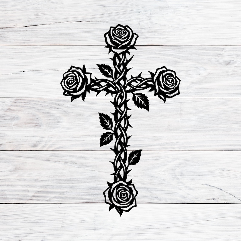 Floral Cross SVG, Christian Roses, Faith Symbol (digital Download Svg ...