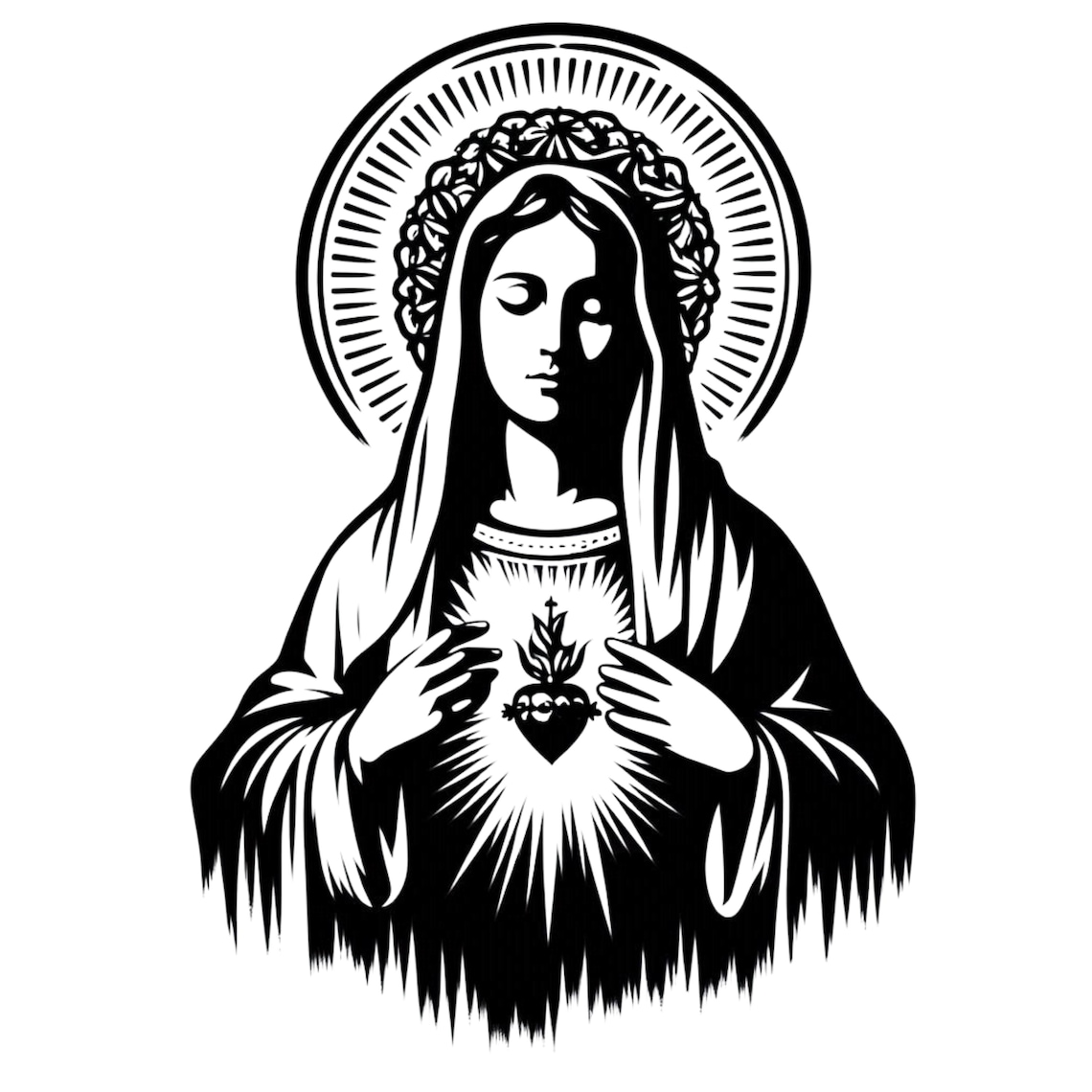 Virgin of Guadalupe Png, Virgin Mary Stencil Svg, Virgin Mary Lineart ...