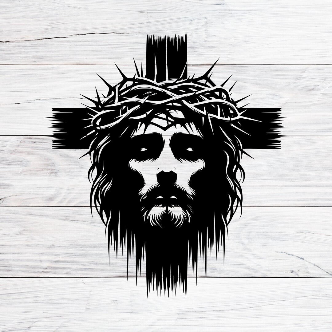 Jesus With Crown of Thorns and Christian Cross Svg, Symbol of Sacrifice ...